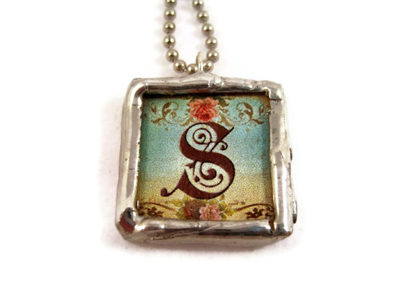 Necklace, Initial S Pendant, Letter S Necklace, Soldered Pendant ...